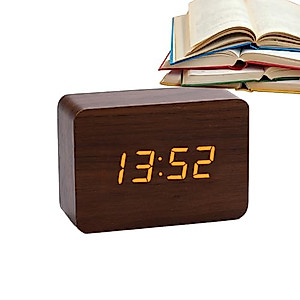 Electric Bedside Alarm Clock, Wooden Loud Alarm Clock, Desk Alarm Clock with 2 to 3 Alarm Setting, Large Display Wooden Led Alarm Clock, Voice Control Smart Led Digital Clock for Bedside Bedroom Desk