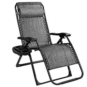 WYFDP Extra Large Lounge Chair Patio Folding Recliner Grey