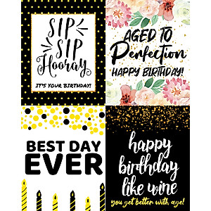 8 Birthday Wine Bottle Labels Stickers Present, Bday Gifts For Her Women Him Men, Any Age Years Birthday Party Decoration Centerpiece Supplies For Wife, Mom, Husband, Dad, Friend (WINE NOT INCLUDED)