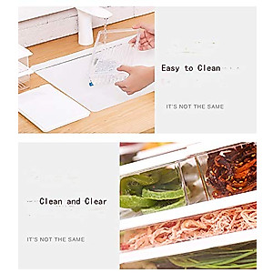 JCXivan 4 Refrigerator Organizer Bins with Lids , Meal Prep Containers Reusable, Food Storage for Kitchen Fridge Organizing Sliced Cheese,Fruit,Bacon, Plastic Stackable ,White+Clear
