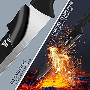 Knife Set, 16pcs Kitchen Knife Set High Carbon Stainless Steel, Chef Knife, 6 Serrated Steak Knives, Scissors, Peeler & Knife Sharpener with Acrylic Stand, Easy-Grip Handle, Rust-proof