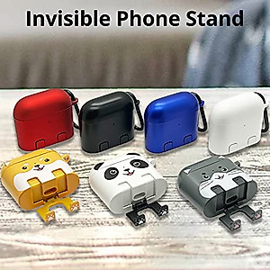 AirStand - AirPods 3 Case Cover with Invisible Phone Stand, Compatible with AirPods 3, Full Protection Shockproof Case with Keychain/Carabiner, Wireless Charging Supported, Patented Design (Panda)