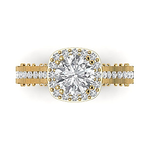 Clara Pucci 1.95 ct Round Cut Solitaire Halo Stunning Moissanite Designer Anniversary Bridal Engagement Ring 14k Yellow Gold 6