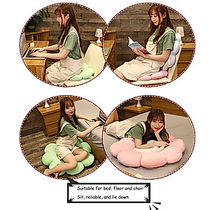 Seyomi Flower Plush Toy Pillow Seating Cushion, Cute Stuffed Sunflower Plant and Animal Toy Pillow for Girls, Bear 15.7"