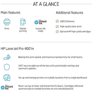 HP Laserjet Enterprise M611x Wireless Ethernet Monochrome Laser Printer, Print only, White - Auto Duplex Printing, 65 ppm 1200x1200 dpi, WiFi, EPEAT Gold, 4.3" Touchscreen, 512MB, Cbmou Printer Cable