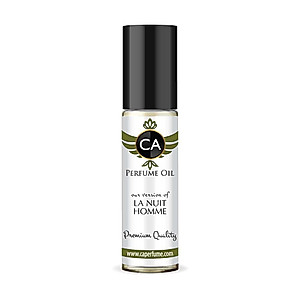CA Perfume Impression of Yves S. Lauren La Nuit Homme For Men Replica Fragrance Body Oil Dupes Alcohol-Free Essential Aromatherapy Sample Travel Size Concentrated Long Lasting Roll-On 0.3 Fl Oz/10ml