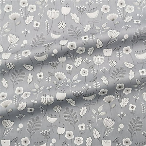 5X 5 inches 100% Cotton Fabric Square Bundles,Precut Quilting Gray Floral Printed Fabric Squares Sheets Patchwork,DIY Sewing Scrapbooking,Quilted Artcraft 42Pcs …