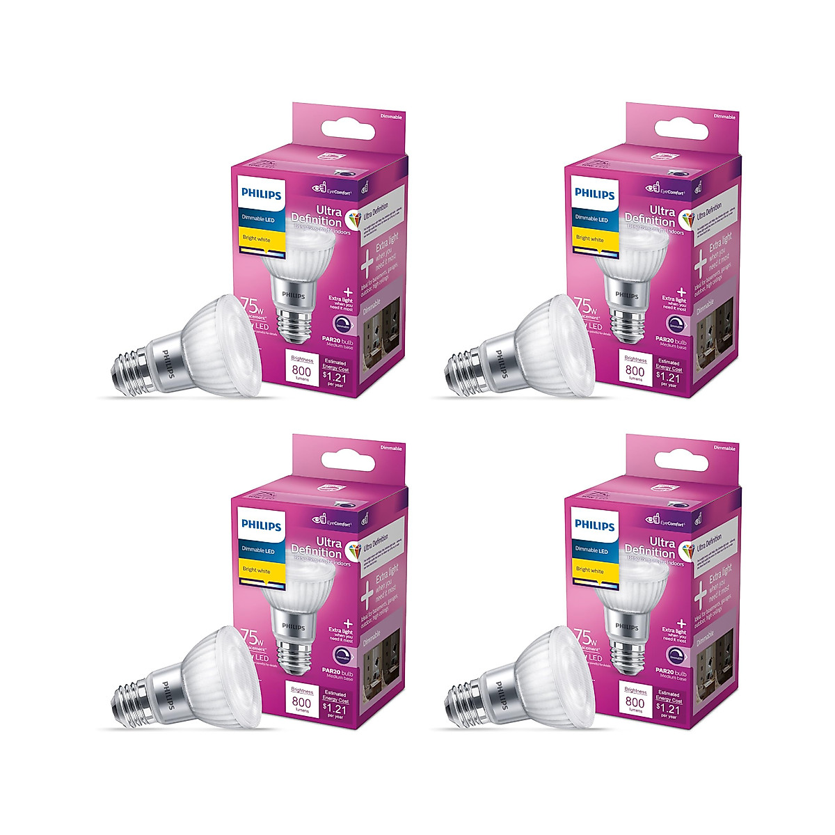 PHILIPS Ultra Definition 75w (Equivalent) PAR20 4-Pack