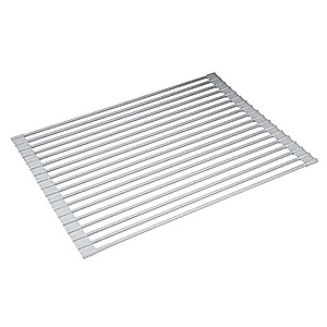 Goodful Roll Away Multipurpose Dish Drying Rack, Cooling Mat, Trivet, Easy Storage, Dishwasher Safe, Medium, Gray