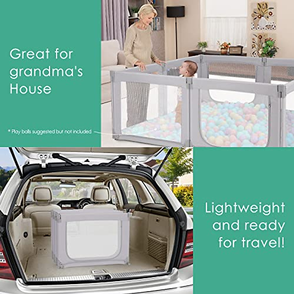 Baby Playpen, Kidirect Foldable Playpen Large Play Center Yards Play Pens for Babies, Shape & Size Adjustable Portable Infant Playpen Baby Fence Play Yard Safety Toddler Playpen