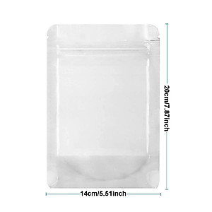 50 Pack Matte Frosted Clear Zipper Food Bags, MYANGHAOT Stand Up Pouch Bag Resealable Stand Up Candy Bags, Snack Food Tea Packing Dried Fruit Pouches (5.51" x 7.87")
