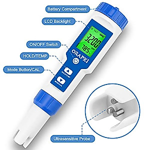 ORAPXI Salt Water Pool Tester 5 in 1 Salt SG TDS EC Temp Digital Pool Salt Meter 0-100 PPT & 1.000-1.070 Specific Gravity for Aquarium, Seawater, Salt Fish Tank, Marine Monitoring