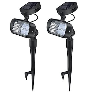 Solar Spot Light Outdoor Landscape Spotlight, 2-in-1 Solar Powered Wall Lights-Low Voltage Outdoor Metal Landscaping Light for Garden Yard Lawn Pathway Downlight, IP65 Waterproof Auto on/off（2PACK)