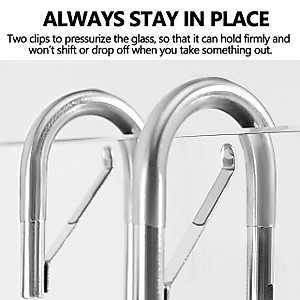 Shower Door Towel Hooks - 9"~13" Length Adjustable Hook for Framed & Frameless Over The Door Glass, Squeegee Holder, Towels Hanger for Bath Suits Rozer Robes Loofahs Shavers, 2-Pack Silver