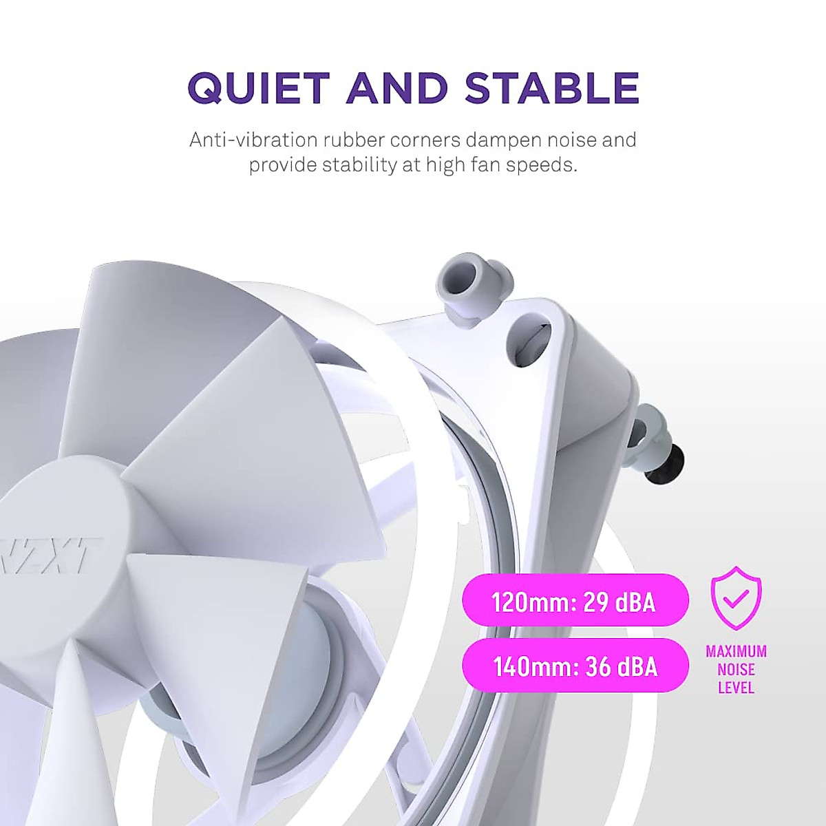 NZXT F120 RGB Duo - 120mm Dual-Sided RGB Fan – 20 Individually Addressable LEDs – Balanced Airflow and Static Pressure – Fluid Dynamic Bearing – PWM Control – Anti-Vibration Rubber Corners – White