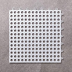 12PCS Interlocking Soft PVC Floor Tiles, No-Slip Pool Shower Bathroom Kitchen Mat with Drain Hole 11.75'' x 11.75'' Decking Tiles Outdoor and Indoor