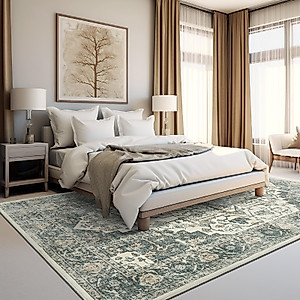 xilixili 8x10 Washable Area Rugs for Living Room - Soft Non-Slip Machine Washable Low Pile Rugs, Large Stain Resistant Home Decor Carpets for Bedroom,Living Room,Dining Room (Blue,8x10)