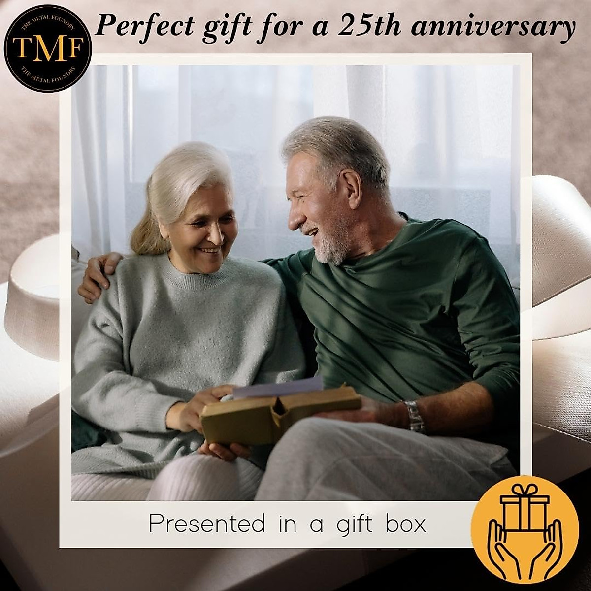 The Metal Foundry Personalized Silver 25th Large Sundial - Recycled Solid Metal UK Manufactured Home Decor Or Garden Present Idea for Parents, Friends Or Couple On 25 Years Marriage