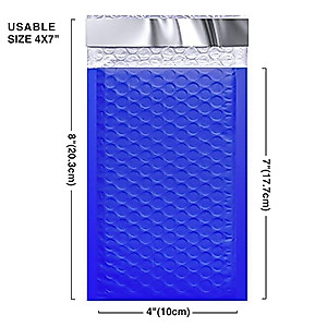Metronic 4x8 Bubble Mailer 50 Pack Royal Blue, Cushioning Padded Envelopes, Self Seal Adhesive Shipping Bags, Waterproof Bubble Envelopes for Small Business, Jewelry, Sports Cards, Makeup #000