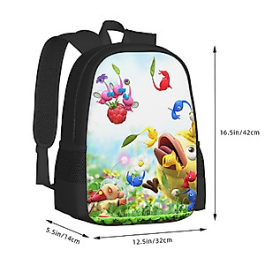 RACEK Fashion Game Pik-min Backpack Cartoon Lightweight Travel Computer Bag Casual Daypack Cute Daybag With Adjustable Straps For Unisex