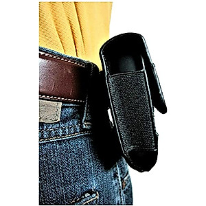 Executive Leather Cell Phone Belt Holder for iPhone 14,13, 12, iPhone 11 / 12 Pro, SE2020 Holster Pouch, Rugged and Heavy Duty, Strong, Secure Belt Clip Holder, Fits with Slim-Fit Mobile Phone Case