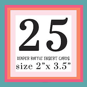 Paper Clever Party Pink Elephant Diaper Raffle Tickets for Baby Shower Games, Invitation Insert Cards, 2x3.5, 25 Pack