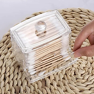SINDAL 1pc 3.5*3.5in Acrylic Cotton Swabs Storage Holder, Cotton Swabs Box, Cotton Pads Holder