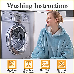 M.Nollby Oversized Wearable Blanket For Women Men Thick Flannel And Warm Sherpa Fleece Blanket Hoodie Cozy Blanket Sweatshirt With Sleeves and Giant Pocket
