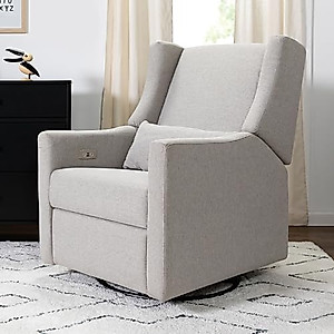 Babyletto Kiwi Electronic Power Recliner and Swivel Glider with USB Port in Performance Grey Eco-Weave, Water Repellent & Stain Resistant, Greenguard Gold and CertiPUR-US Certified