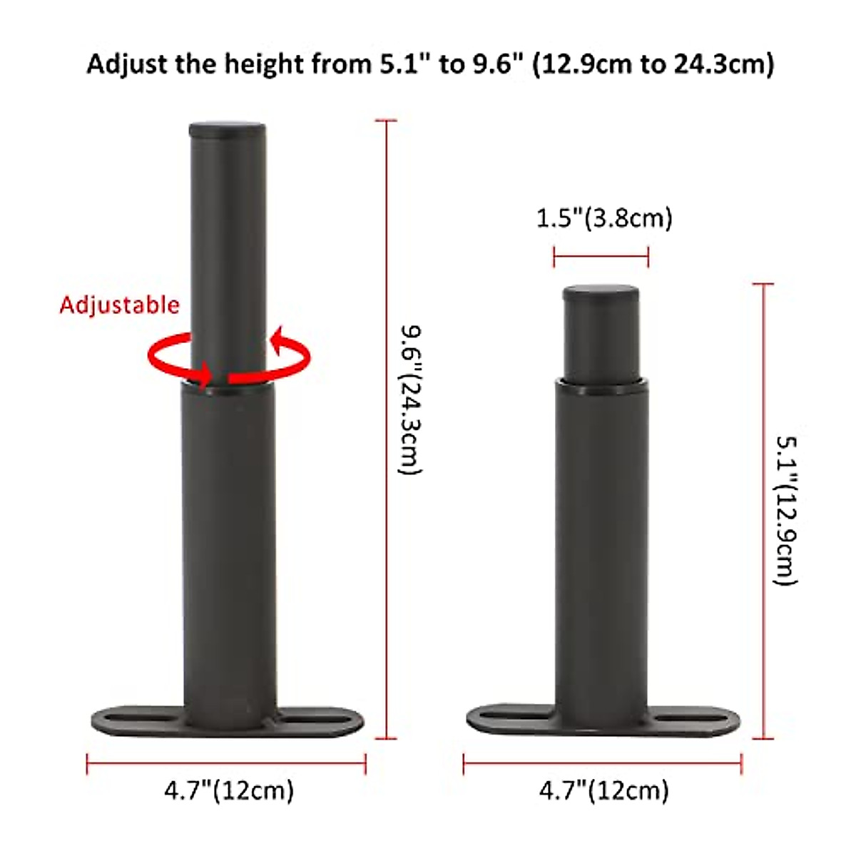 Adjustable Height Center Support Leg for Bed Frame, 5.1" to 9.5" Metal Adjustable Center Frame Slat Support Leg, Sofa Furniture Cabinet Bed Frame Support Leg for Wooden Slats and Metal Bed Frame