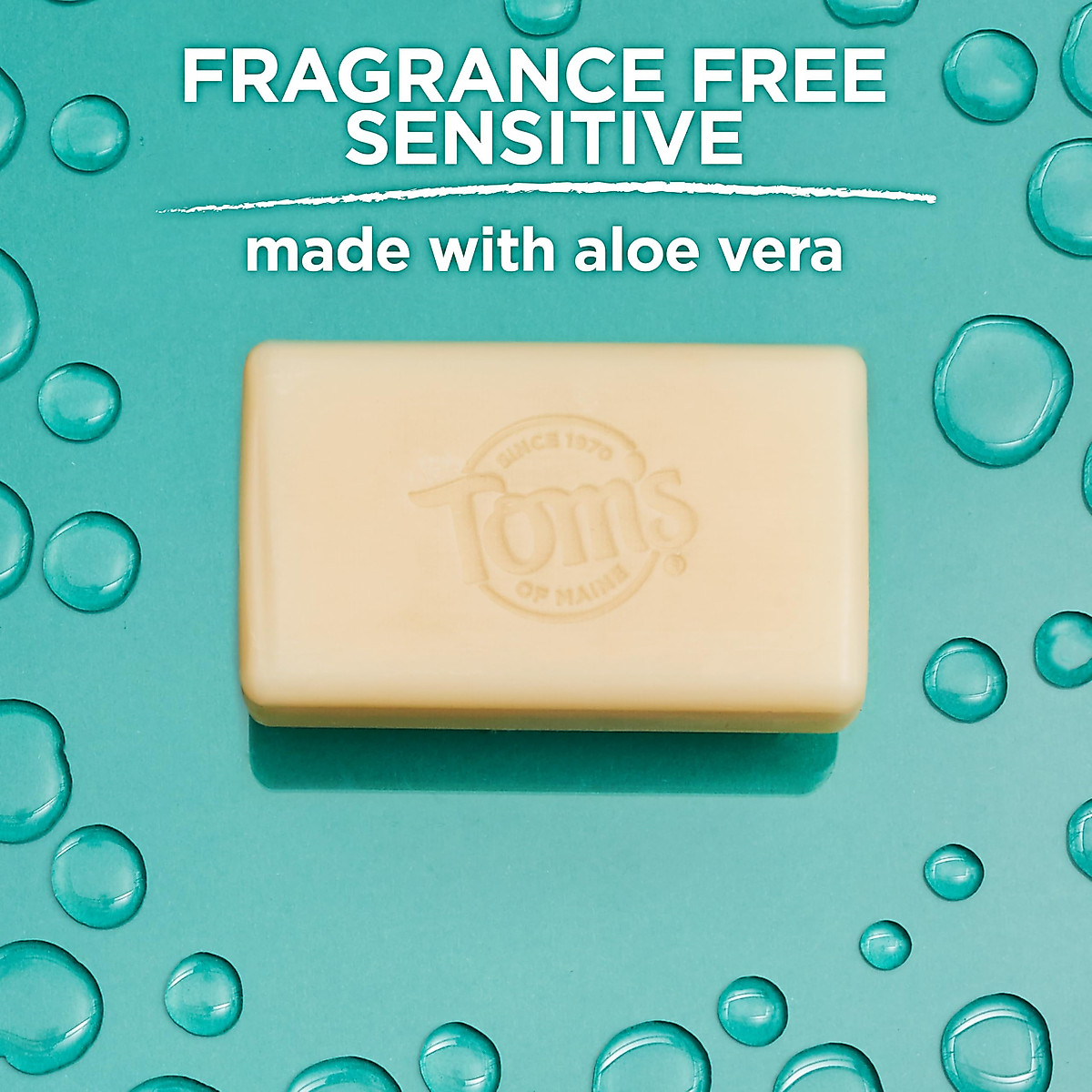 Tom's of Maine Natural Beauty Bar Soap for Sensitive Skin With Aloe Vera, Fragrance-Free, 5 oz. 6-Pack (Packaging May Vary)