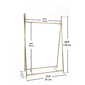 British Style Sturdy Clothes Rack Garment Rack Metal Clothes Rack,Industrial Clothing Rack,Heavy Duty Clothes Rack,Portable Clothing Rack Hanging Clothes Rack for Small Spaces and Rooms Gold,Black,White (Gold)
