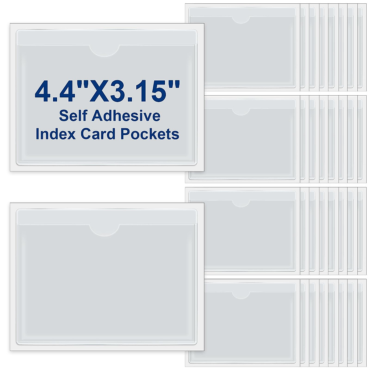 30 Pack Self-Adhesive Index Card Pockets with Top Open for Loading - Ideal Card Holder for Organizing and Protecting Your Index Cards - Crystal Clear Plastic (3.6 x 4.8 Inches)