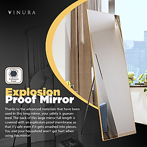 VENERA Floor & Full Length Mirrors - Sturdy Full Length Body Mirror - White Aluminum Framed Full Length Mirror with Stand for Bedroom - 65” Modern and Tall Bedroom Mirror with Stand