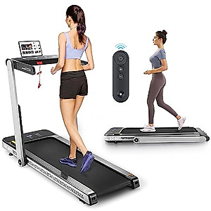 Treadmills for Home, Walking Pad Treadmill Under Desk，2 in 1 Foldable Treadmill Standing , Portable Running Machine Max 300 LBS Weight for Office and Apartment with Speaker,APP, Remote Control