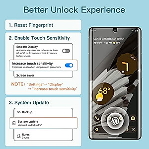 JETech Screen Protector for Google Pixel 7 Pro with Camera Lens Protector, Flexible TPU Film, Fingerprint ID Compatible, HD Clear, Easy Install, 2-Pack Each