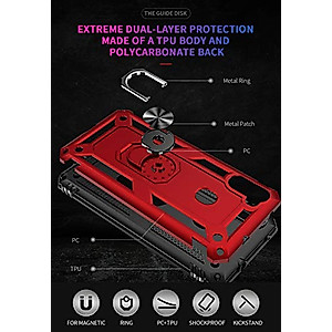 PUSHIMEI Samsung A11 Case,Galaxy A11 Case, Military Grade Heavy Duty Armor Protection Phone Case Cover with HD Screen Protector Magnetic Ring Kickstand for Samsung Galaxy A11 (Red Military Case)