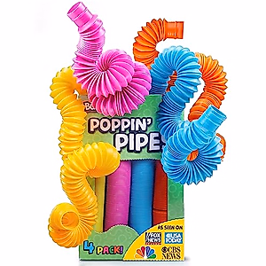 BUNMO Pop Tubes Large 4pk | Hours of Fun for Kids | Imaginative Play & Stimulating Creative Learning | Toddler Sensory Toys | Tons of Ways to Play | Connect, Stretch, Twist & Pop