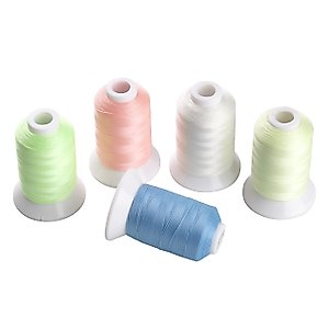 Simthread Glow in The Dark thread, Polyester Embroidery Thread, 5 Spools 550 yards each, for Home Embroidery and Sewing Machine