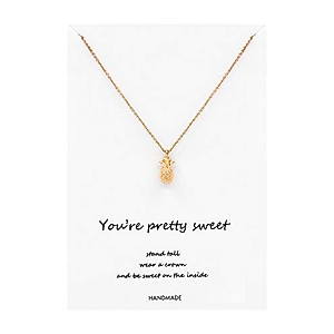 Zealmer Women 16K Gold Plated Pineapple Pendant, gold pineapple, Size No Size
