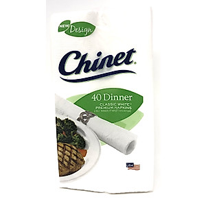 Chinet Classic White Premium Dinner Napkins, 2 Ply, 40 Count (Pack of 3)