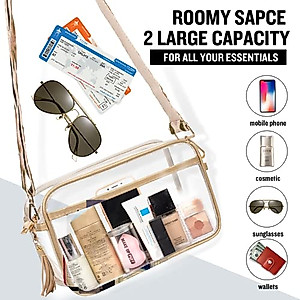 XSUIOY Clear Crossbody Bag Stadium Approved Clear Purse Bag for Women with Adjustable Strap Clear Stadium Bag for Concerts Sports Events Festivals(yellow)