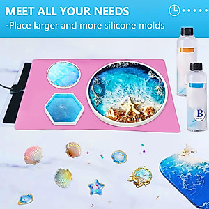 Resin Curing Heating Mat, Resin Curing Machine with 2 pcs Silicone Mats for Fast Curing Epoxy Resin, Resin Dryer for Silicone Molds, Resin Molds, Resin Supplies