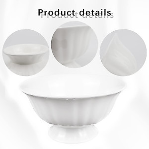 DOERDO Ceramic Footed Bowl Decorative Fruit Holder Dessert Display Stand for Kitchen Counter Centerpiece Table Decor, 6.3"x3.3"