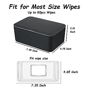 Wipes Dispenser, Wipe Holder for Baby & Adult, Seposeve Refillable Wipe Container, Keeps Wipes Fresh, Far from Dirty Wipes, Easy Open/Close Wipes Pouch Case, Black