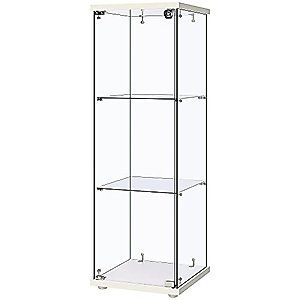 VIVOHOME 3 Layers 15.7''W x 15.7''D x 47.2''H Glass Display Cabinet Countertop Showcase with Lock, 5mm Tempered Glass 25mm MDF Base