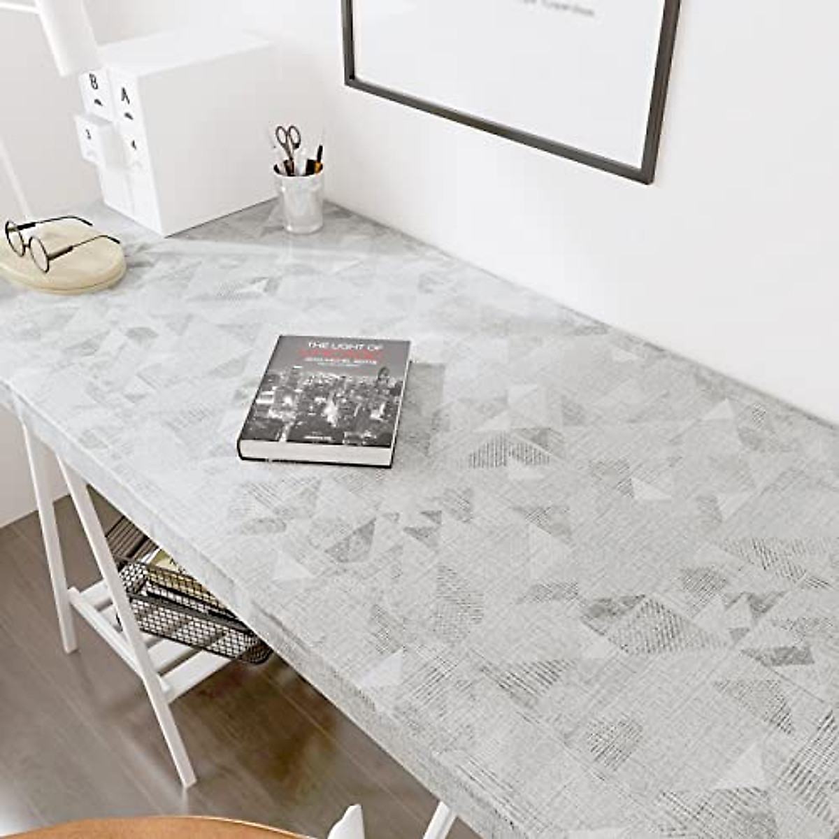 Wallercity Light Grey Grasscloth Peel and Stick Wallpaper Removable Fabric Grass Cloth Wallpaper Self Adhesive Textured Gray Linen Contact Paper for Cabinets Waterproof Drawers Liners Vinyl Paper Film