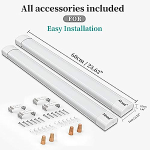 Airand Led Shop Light 2 Pack 2FT 18W 5000K Utility Led Garage Lights IP66 Waterproof Led Under Cabinet Lighting LED Cube Light for Garage, Workbench,Closet,Shop,Hallway