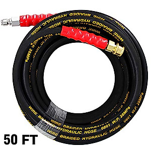 Hourleey 50FT Pressure Washer Hose with 3/8 Inch Quick Connect, High Tensile Wire Power Washer Hose, 4000 PSI