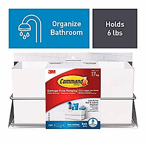Command Wall and Cabinet Organizer, Satin Nickel, 1-Organizer, 4-Water-Resistant Strips, Organize Damage-Free